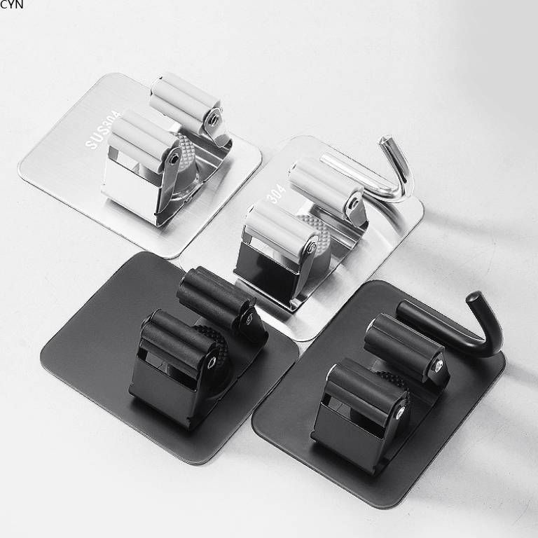 Mop Holder/storage Hook/304 Stainless Steel Bathroom Wall Sticker Clip ...