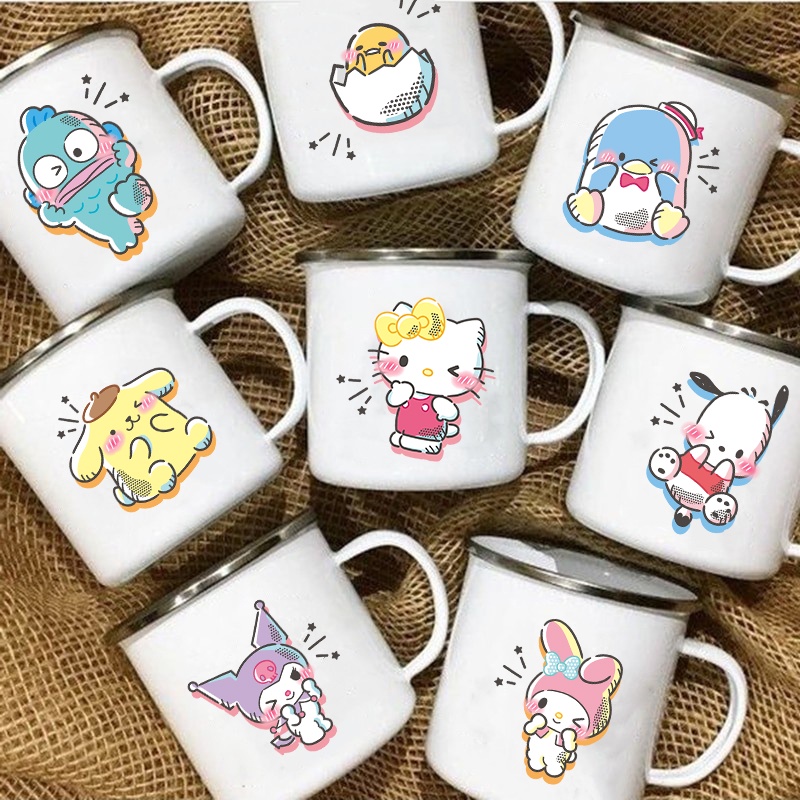 Cartoon Cute Meiody Kuromi Print T Enamel Coffee Cup Gift Mug Enamel ...