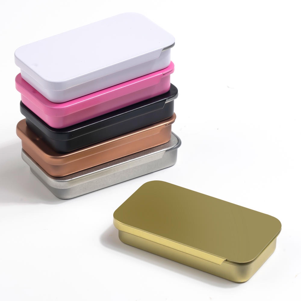Rectangular Metal Empty Mini Tin Box Portable Containers Small Storage ...