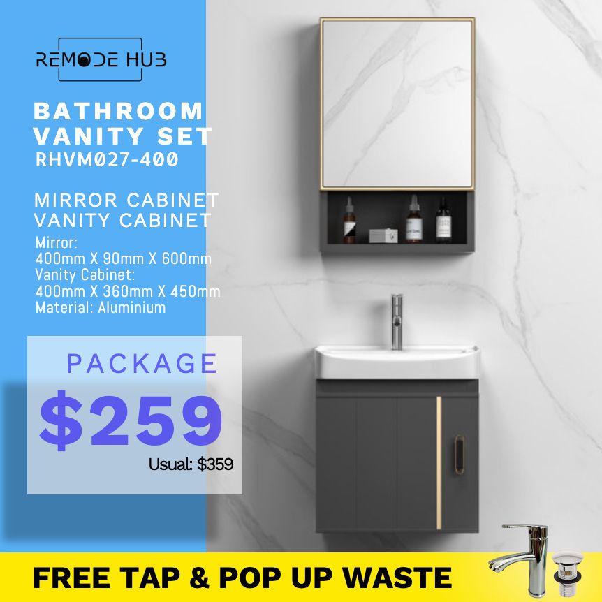 SG STOCK Bathroom Vanity Cabinet Set RHVM027-400 (Top & Bottom ...