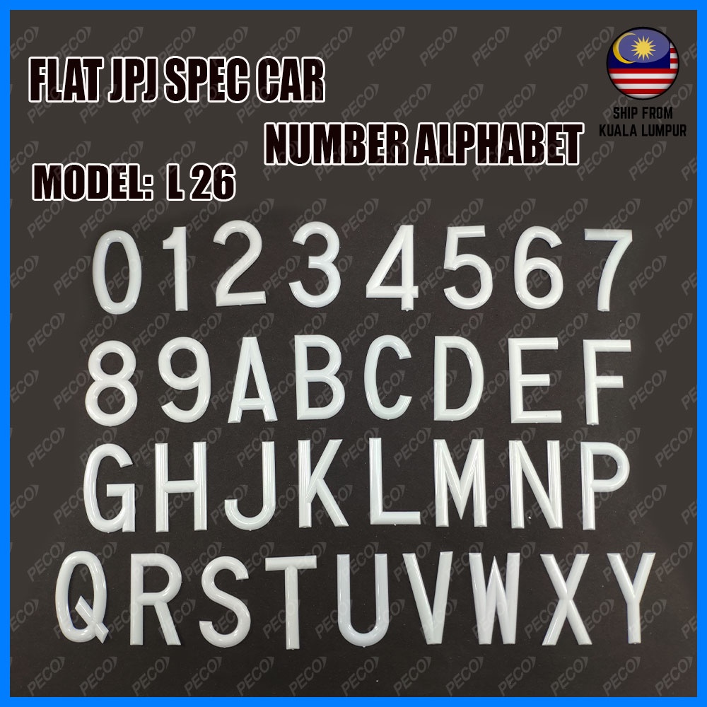 Flat JPJ Spec Car Number Alphabet L26 Nombor Plate Kereta Standard JPJ ...