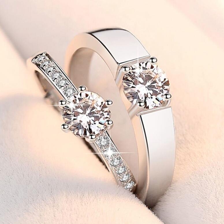 DR TOGETHER Faith Marriage Couple rings Men Female Diamond Ring pt950 ...