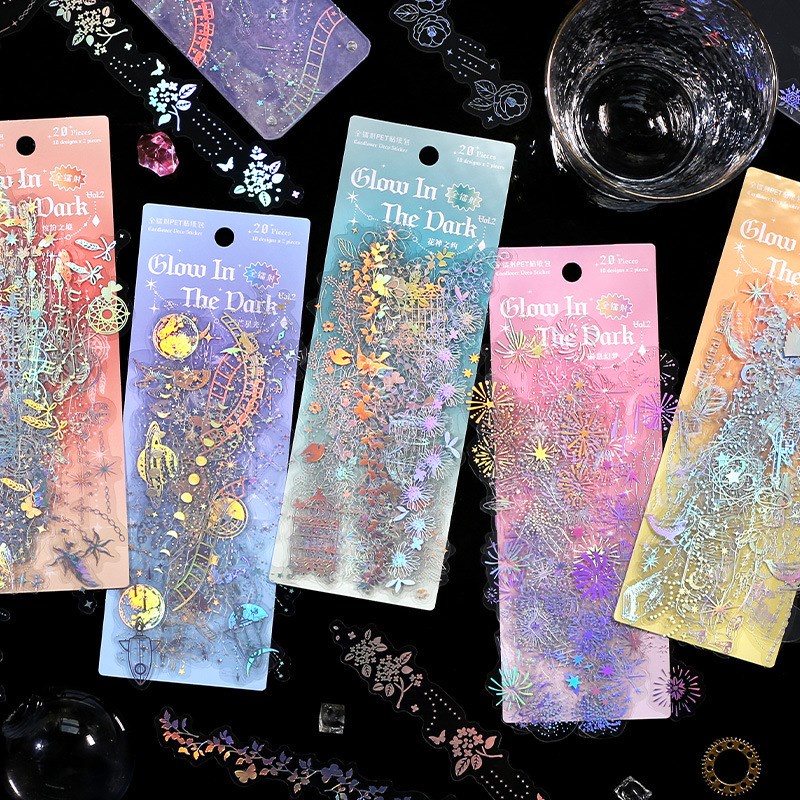 20 Pcs Fireworks Moon Planet Decorative Stickers Pack Scrapbooking ...