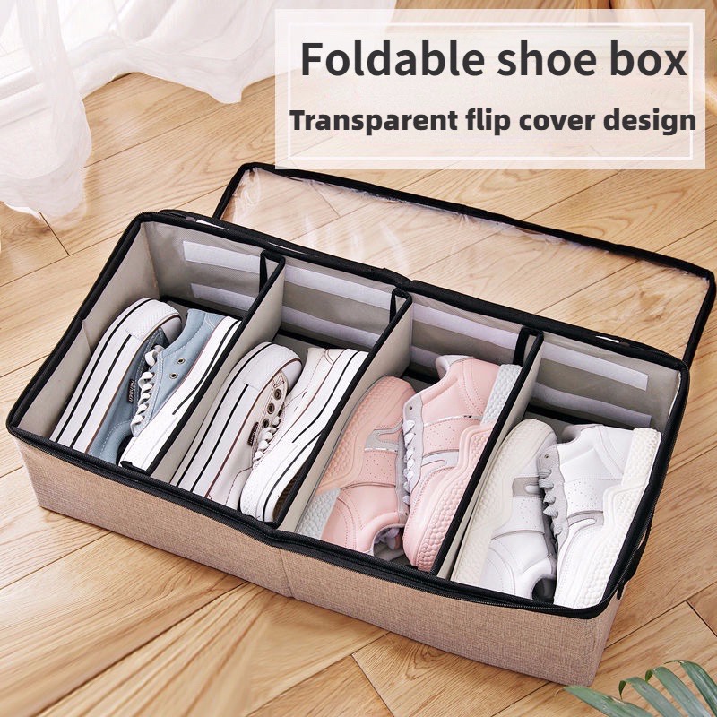 Foldable Portable Shoe Box Large Capacity Dustproof Car Trunk Bed Shoes ...