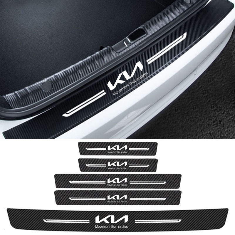 Carbon Fiber Car Door Sill Protector Film Rear Bumper Stickers for KIA ...