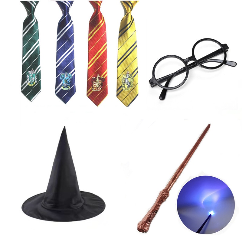 Movie Harry Potter Necktie Cosplay Cotton Tie Glasses Hat Magic Wand ...