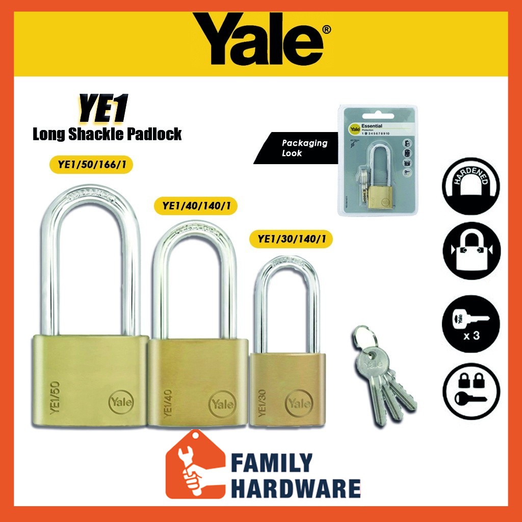 YALE 30mm 40mm 50mm Essential Series Long Shackle YE1/30/132/1 YE1/40 ...