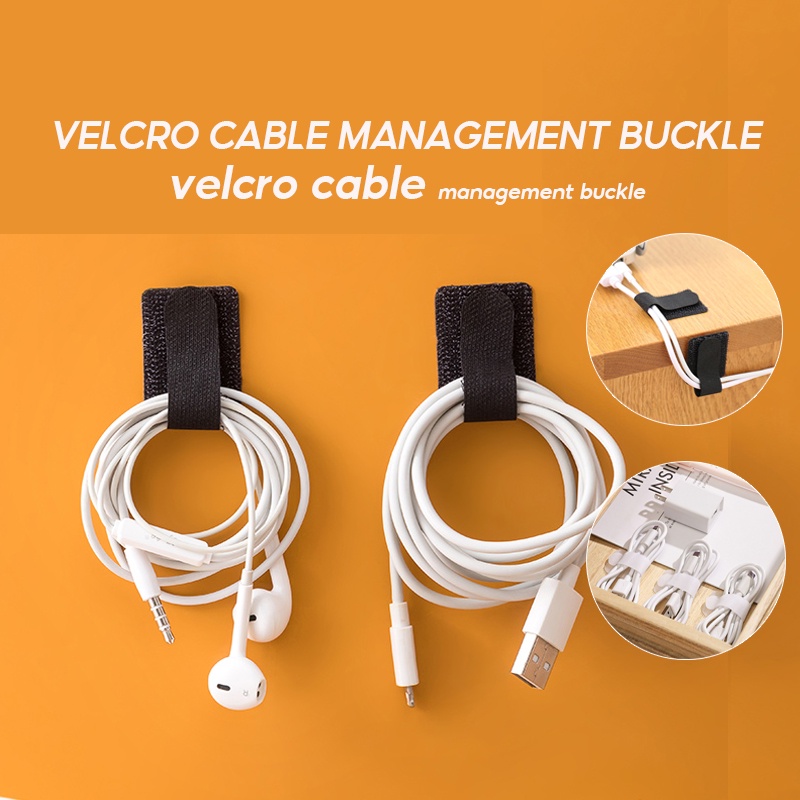 5PCS 28*90mm Velcro Cable Management Buckle Cable Ties Black Nylon Hook ...