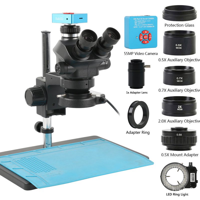 YQ8 7X 100X Zoom Industrial Lab Simul Focal Adjustable Stereo