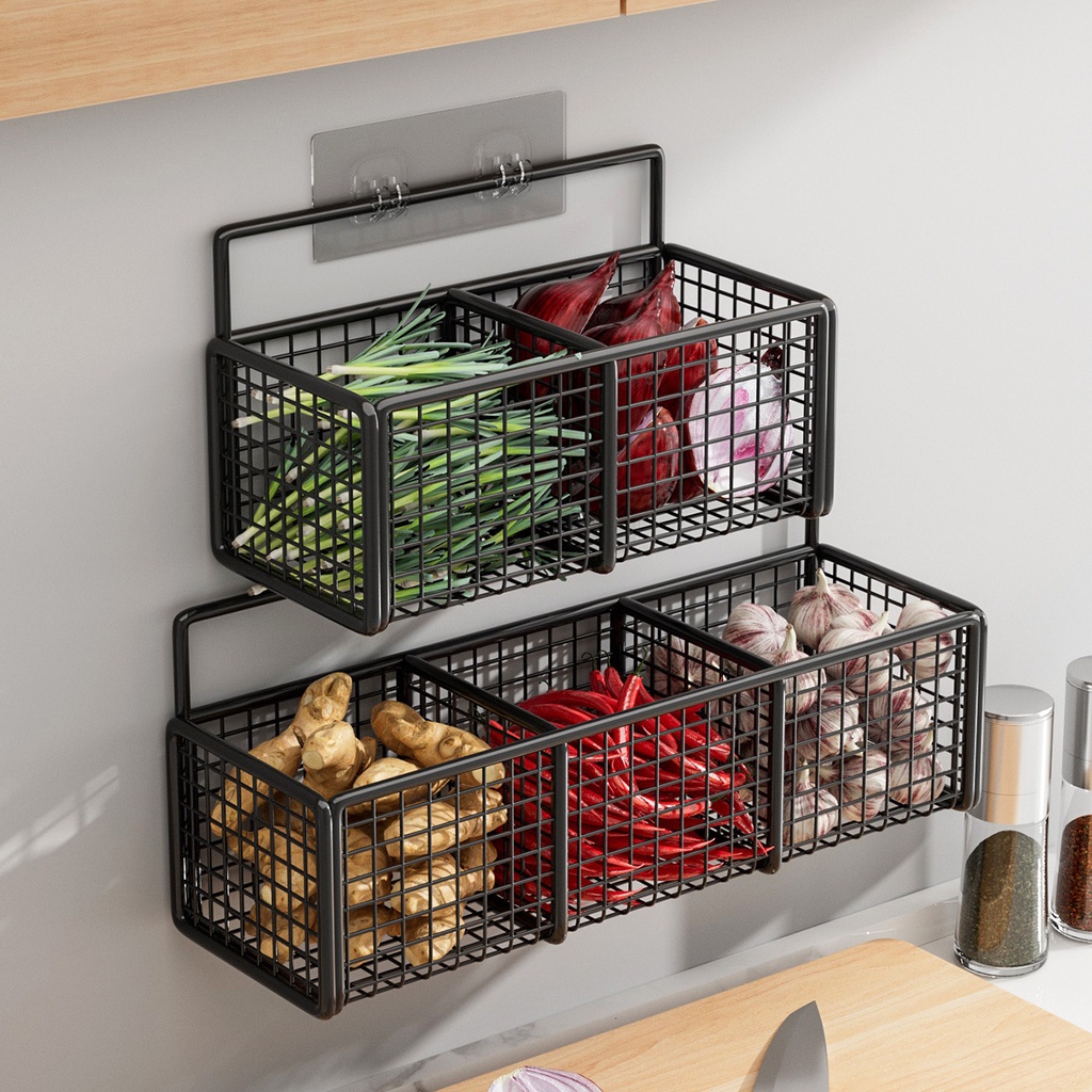 Kitchen Wall Mounted Wall Hanging Ginger Garlic Storage Shelving ...