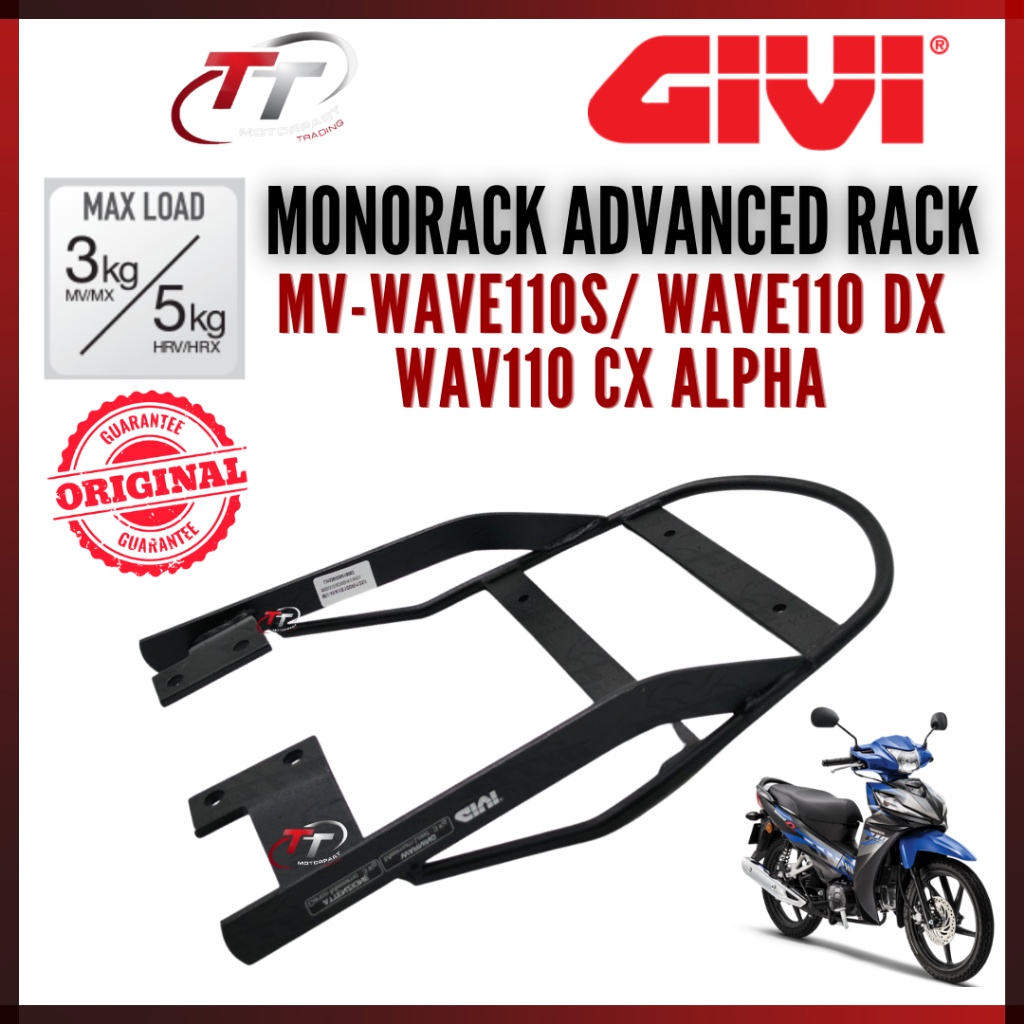 Honda Wave110S CX ALPHA DX WAVE 110 GIVI MV MONORACK ADVANCE MONO RACK ...