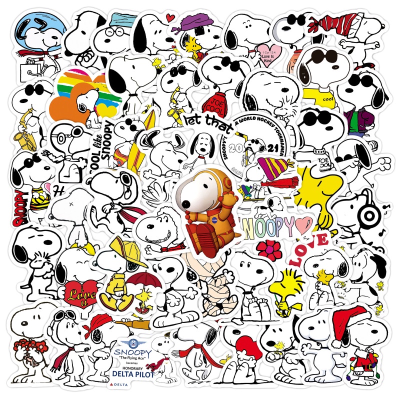 50pcs Peanuts Snoopy Stickers for Laptop Water Bottle Waterproof Cute ...