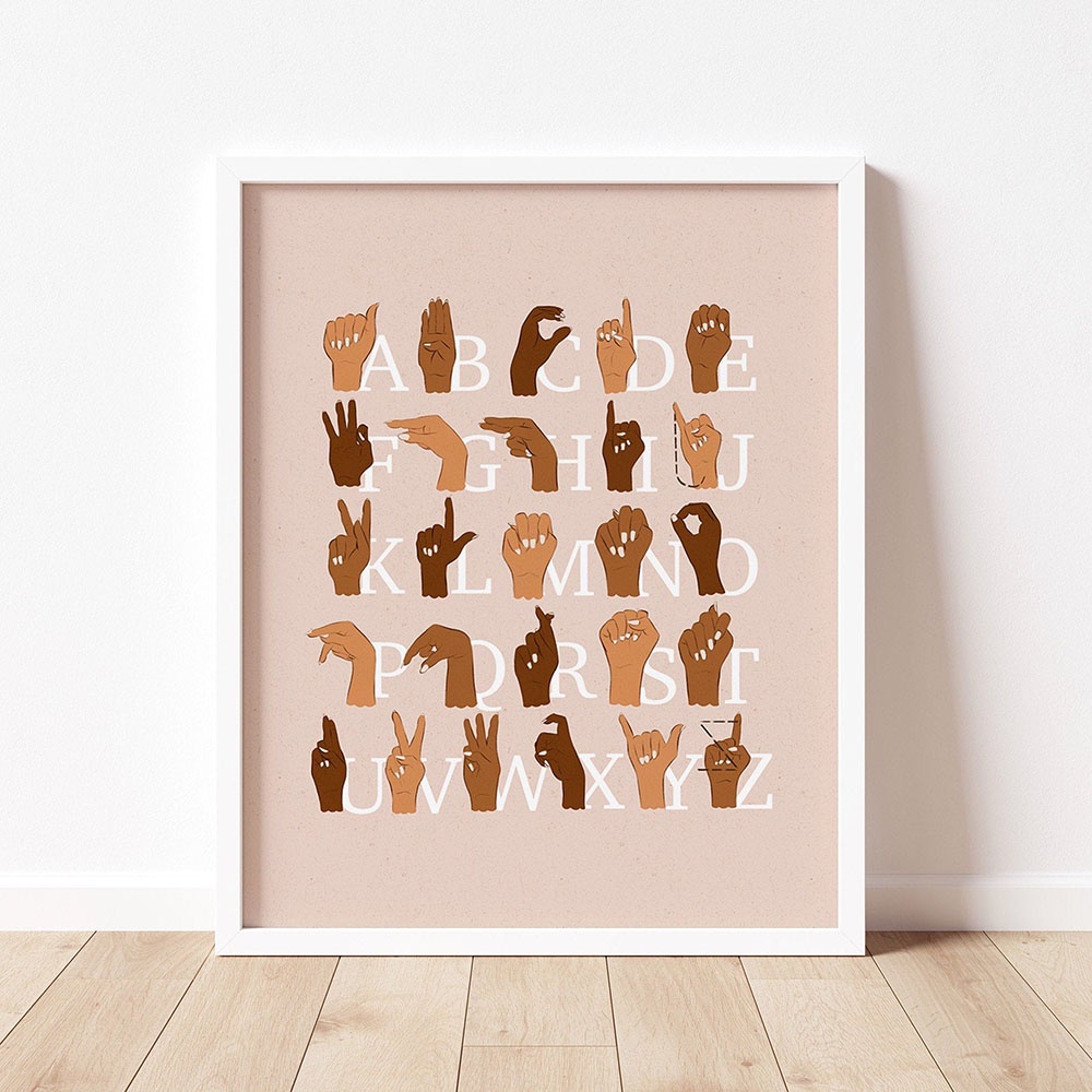 Sign Language Nordic Poster Sign Language Alphabet Canvas Painting Wall ...