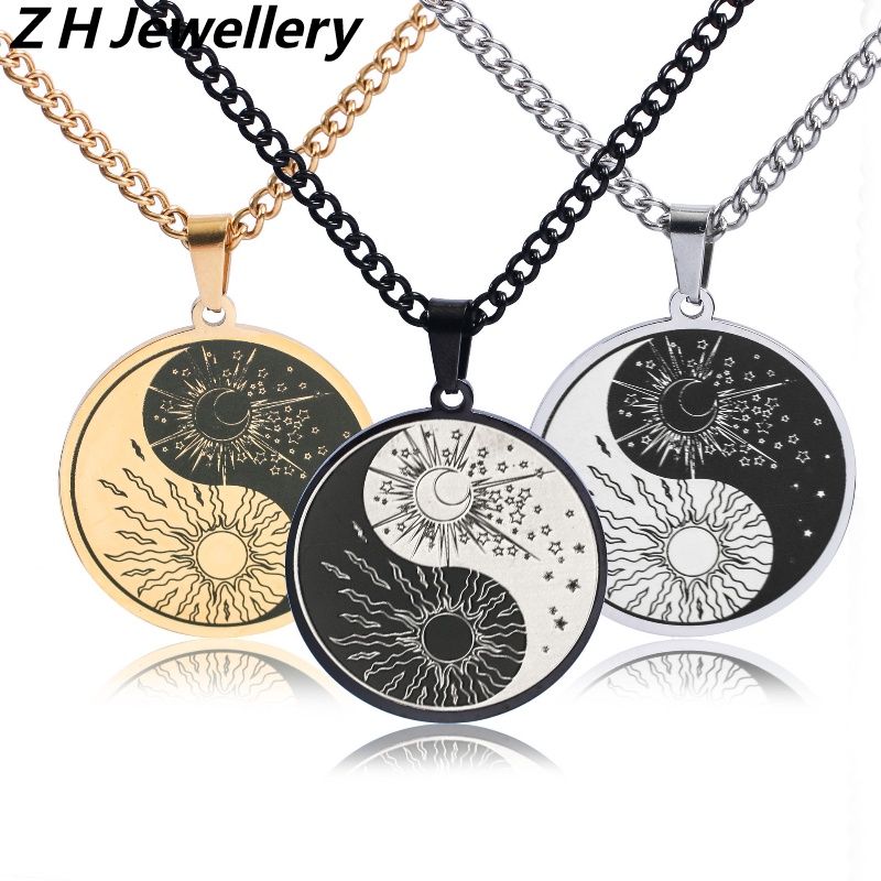 Z H Jewelry Hip Hop Rock Stainless Steel Yin Yang Tai Chi Pendant Men's ...