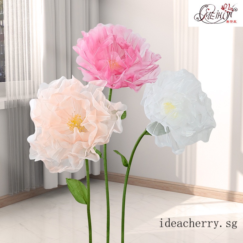 Artificial realistic Silk Poppy Pink Large Flower Head Home Party ...