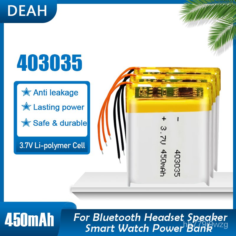 New 403035 043035 3.7V 450mAh Lithium Polymer Rechargeable Baery For Toy Power Walkie-talkie ...