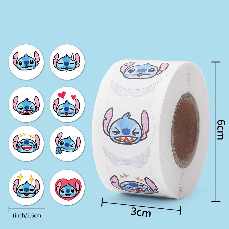 500pcs/roll Disney Stitch Sealing Stickers Cute Cartoon Anime Lilo ...