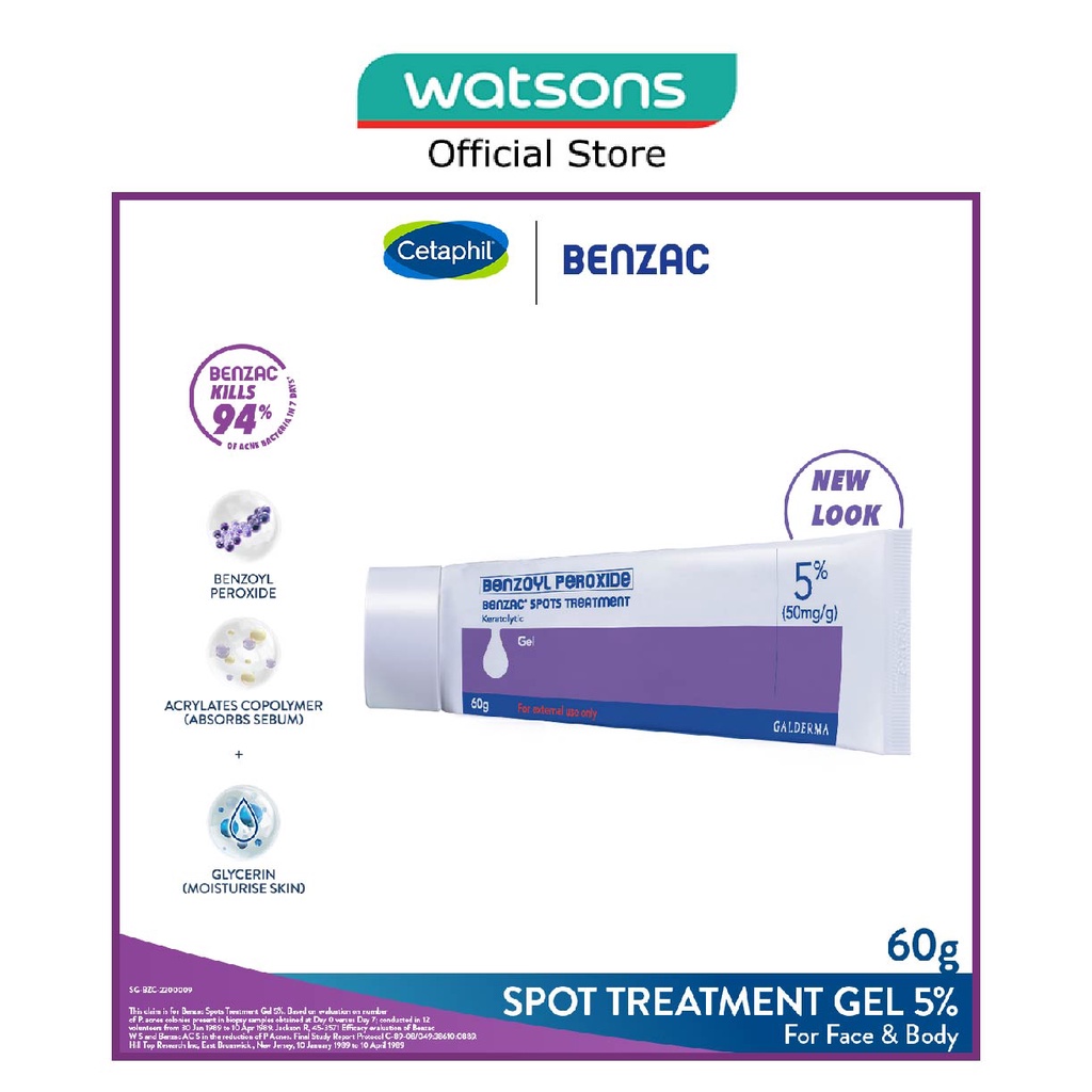 BENZAC Spots Treatment 5% (Anti-Acne + Pimple Gel Cream With Benzoyl ...