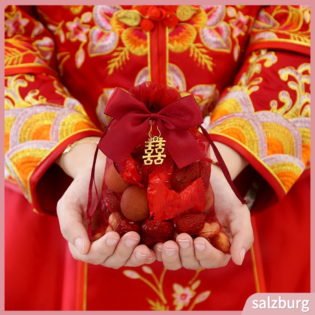 (salzburg) Nice-looking Wedding Supply Pouch Chinese Red Wedding Candy ...