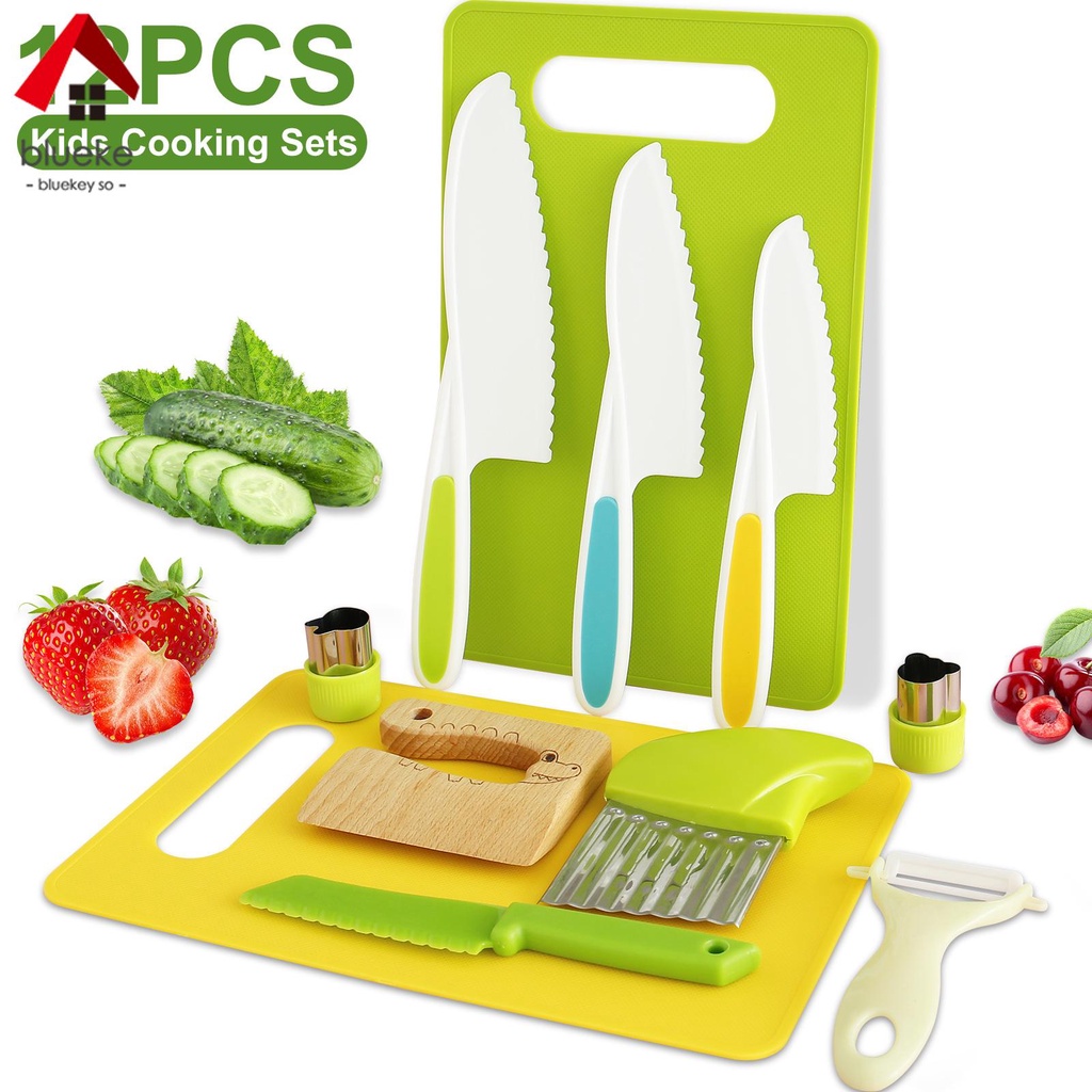 12Pcs Kid Cutter Set Plastic Children Cooking Cutter Set with Cutting ...