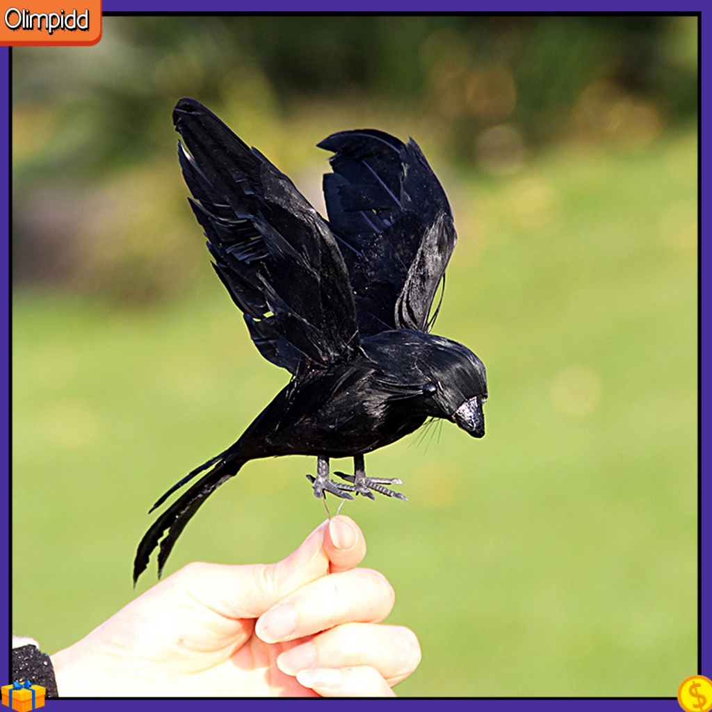 olimpidd| Artificial Crow Feathered Realistic Handmade Standing/Flying ...