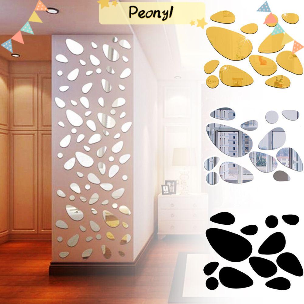 PENY Fashion Wall Stickers Removable Mirror Surface 3D Pebble Decals ...