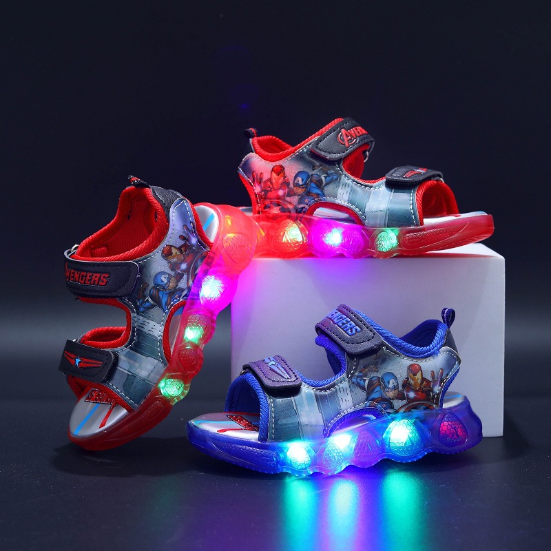 Cartoon Ironman Boys Sandals Summer Children's Sandals with Led Light ...