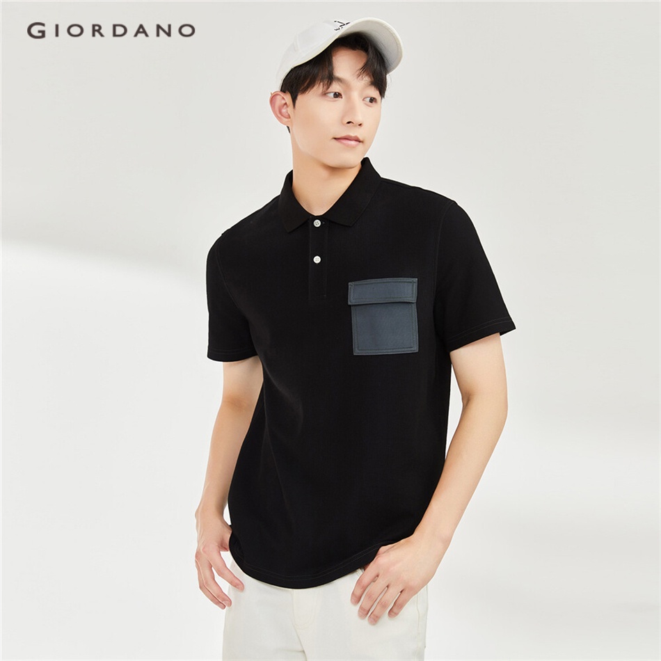 GIORDANO MEN Contrast color pocket short sleeve polo shirt 18013903 ...