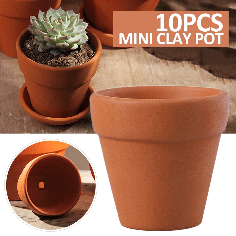 Shieldm 10Pcs Small Mini Clay Ceramic Terracotta Pot Flower Plants Pots ...