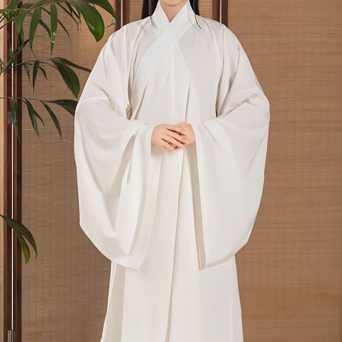 Hanfu Ming Made Round Neck Robe Taoist Robe Inner Straight Lining Robe ...