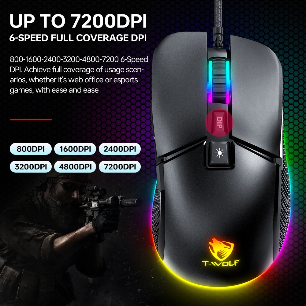 T-WOLF G590 RGB GAMING MOUSE 7200DPI USB GAMING MOUSE | Shopee Singapore