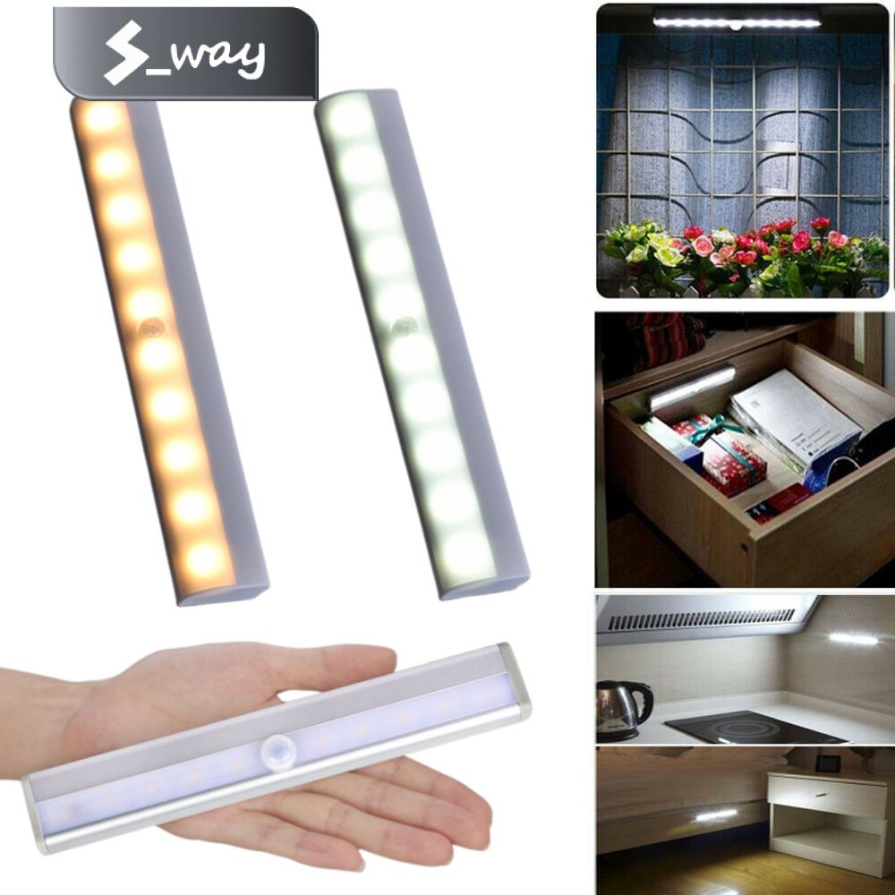 10 LED Passive Infrared LED Motion Sensor Light Cabinet Wardrobe ...