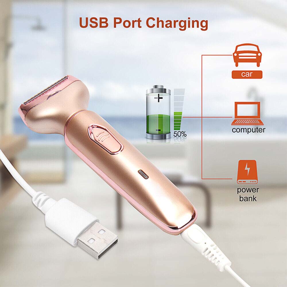 Women Electric Painless Shaver Rechargeable Lady Bikini Legs Hair Wet ...
