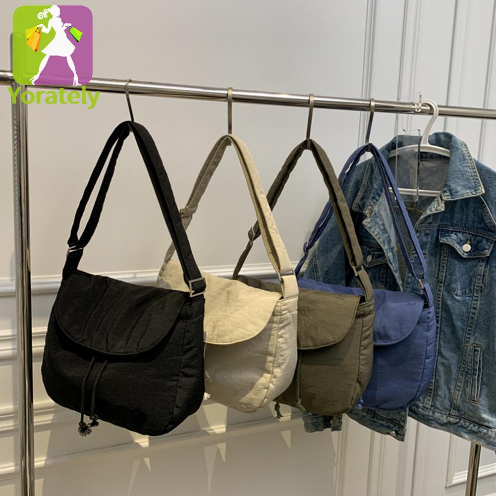 [Yorately.sg] Unisex Canvas Tote Bag Drawstring Crossbody Pouch Strap ...