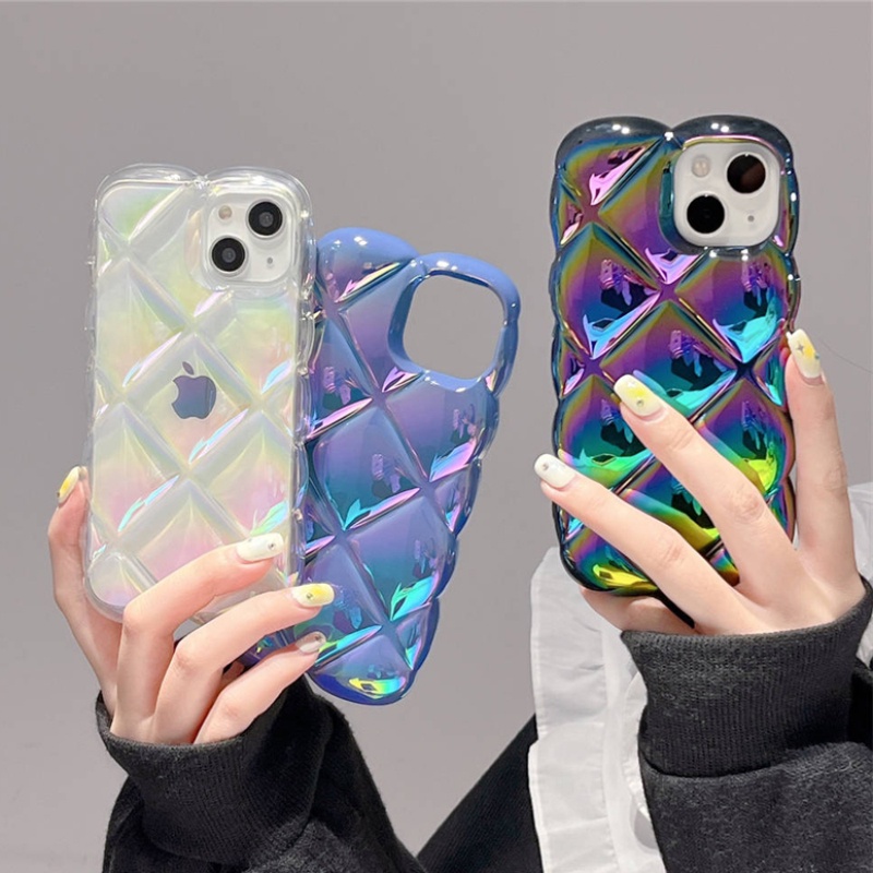 3D Glitter Laser Gradient Ice Cube Transparent Clear Soft Case iPhone ...