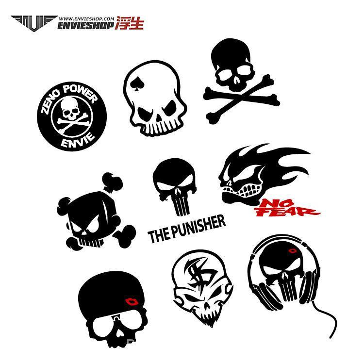 Car personality funny reflective skull car sticker ghost fire head evil ...