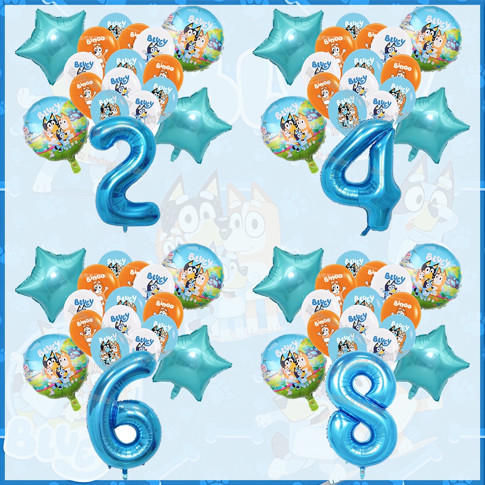 Party needs 17pcs bluey kids birthday party balloon set bluey birthday ...