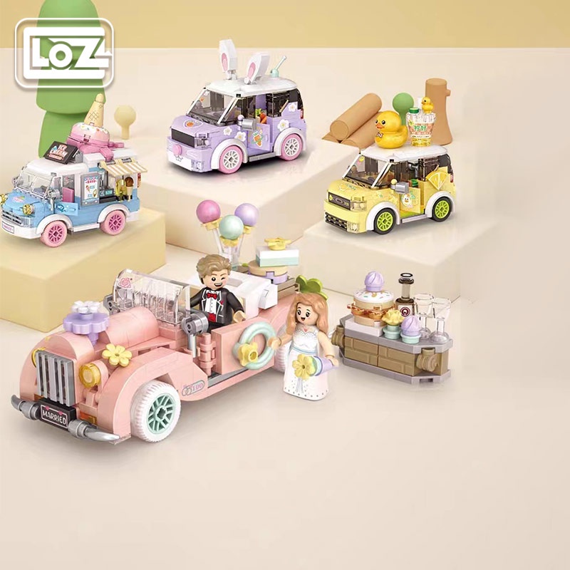 Loz/lizhi Q Cute Car Series Building Blocks Retro Wedding Car Assembly Model Duck Duck Ornaments ...