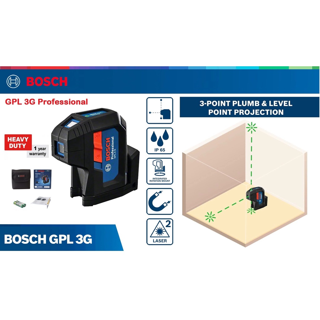 Bosch GPL Professional 3-Point Green Laser | Shopee Singapore