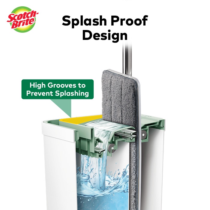 3M Scotch Brite Compact Hands-Free Flat Mop with Bucket | Shopee Singapore