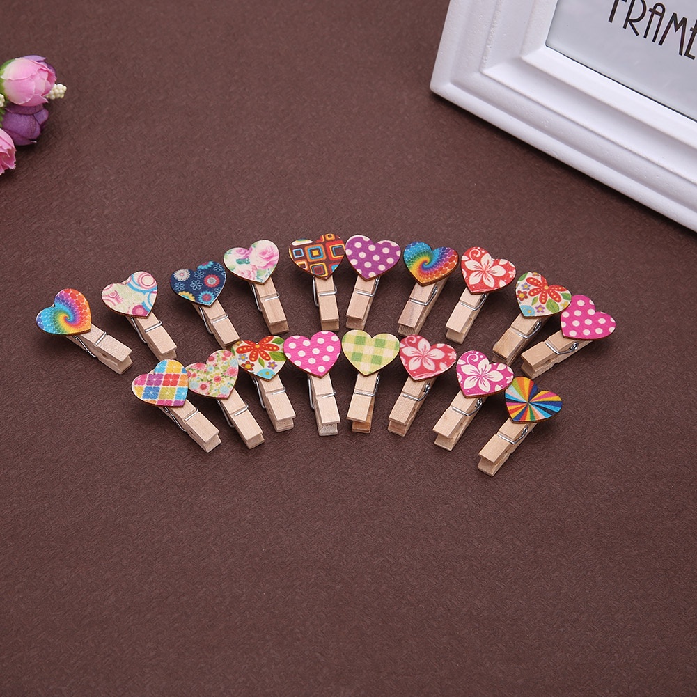 50pcs/pack Wooden Love Heart Mini Clothespin Craft Clips DIY Photo ...