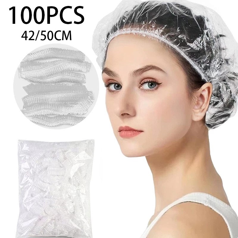 100PCS 42/50CM Disposable Bath Hat Hotel Hotel Thickened Transparent ...