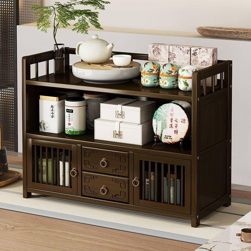 Desktop small coffee table storage rack solid wood Chinese antique and ...