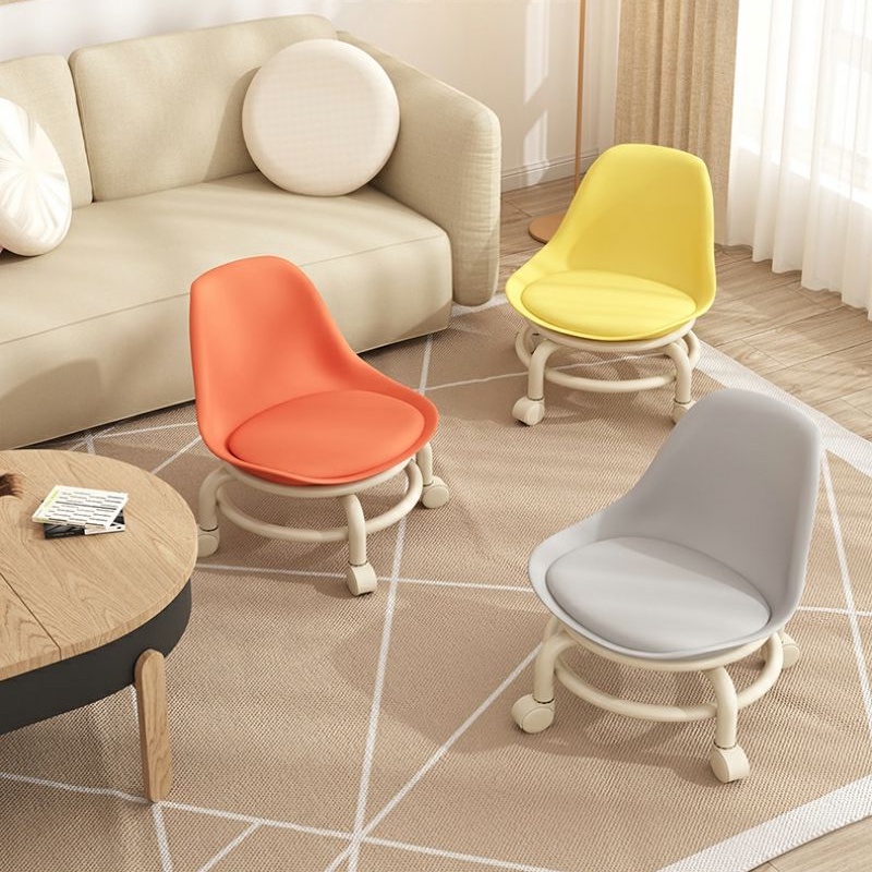 Small Kids Stool With Pulley Universal Wheel And Backrest | Shopee ...