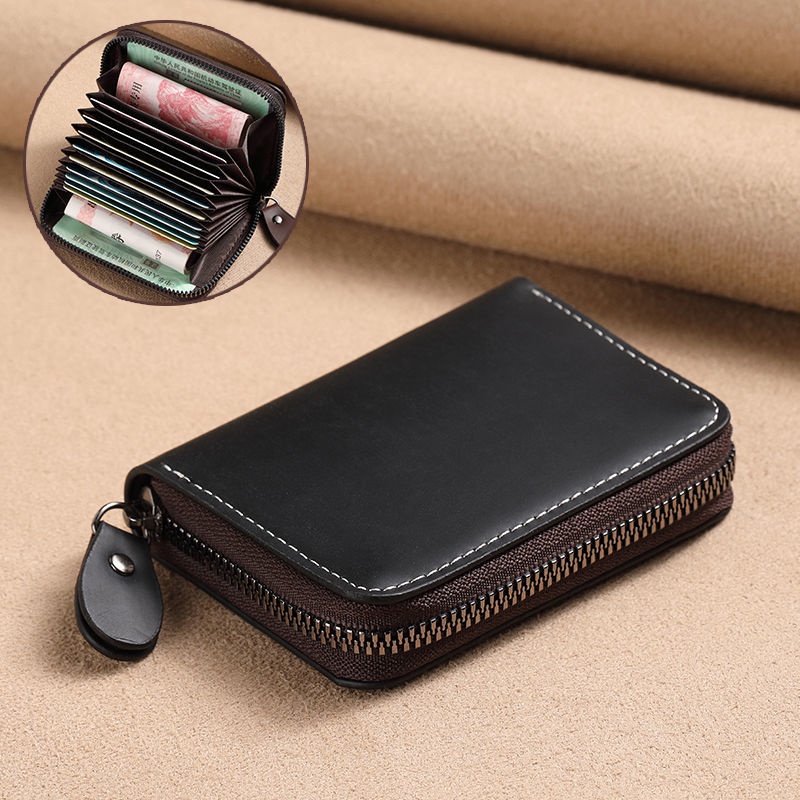 Card Bag, Soft Leather, Men's Large Capacity Card Holder, Multiple Anti ...