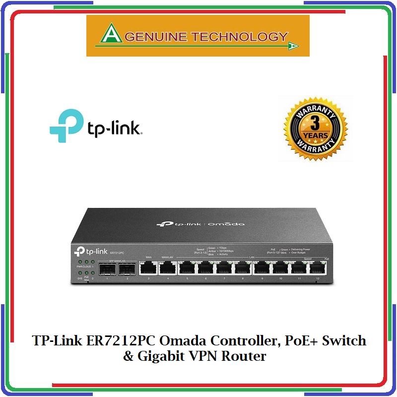 TP-Link ER7212PC Omada Controller, PoE+ Switch & Gigabit VPN Router - 3 ...