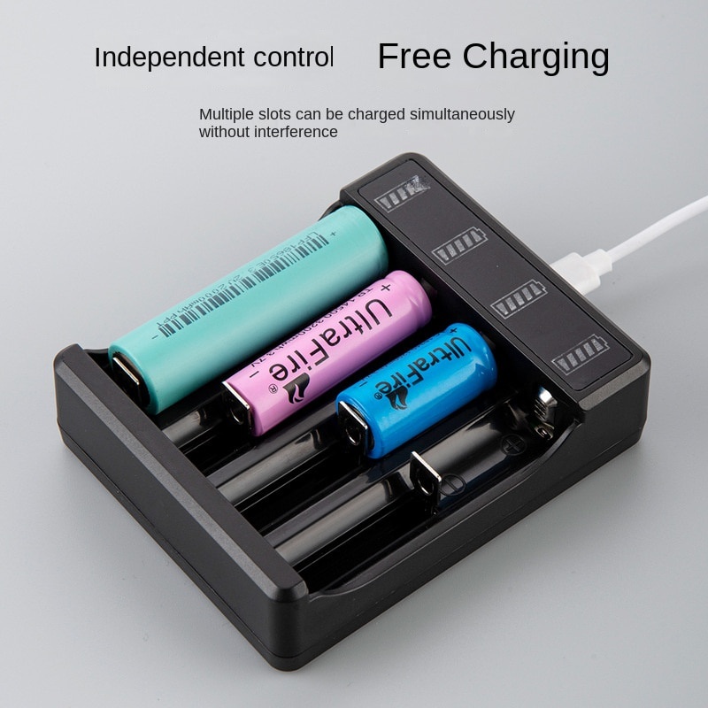 18650 Fast Charger 4.2V Lithium Battery 4 Slot Strong Light Flashlight ...