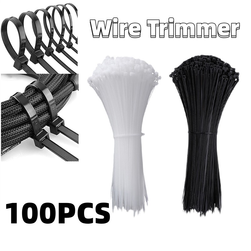 100Pcs Reusable Ties Cable Organizer/ Self-locking White/Black Nylon ...