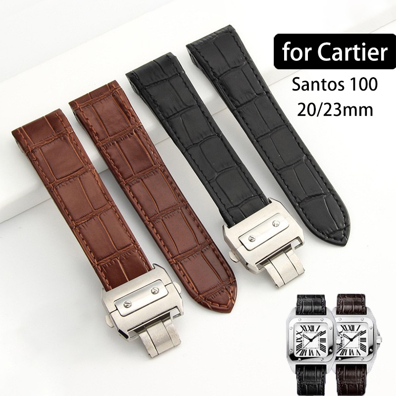 20mm 23mm Genuine Leather Strap for Cartier Santos 100 Watch Band for ...