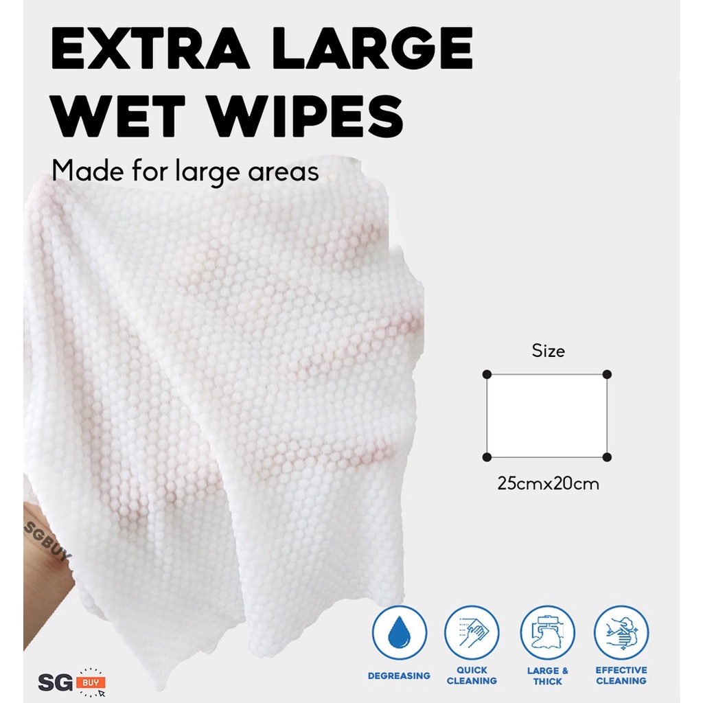 EXTRA LARGE 80 Pc Disposable Kitchen Wet Wipes Paper Tissue Extra Large ...